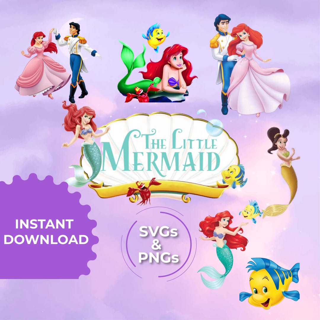 Little Mermaid Clipart Bundle: 40+ High-res PNG & SVG (digital Download ...