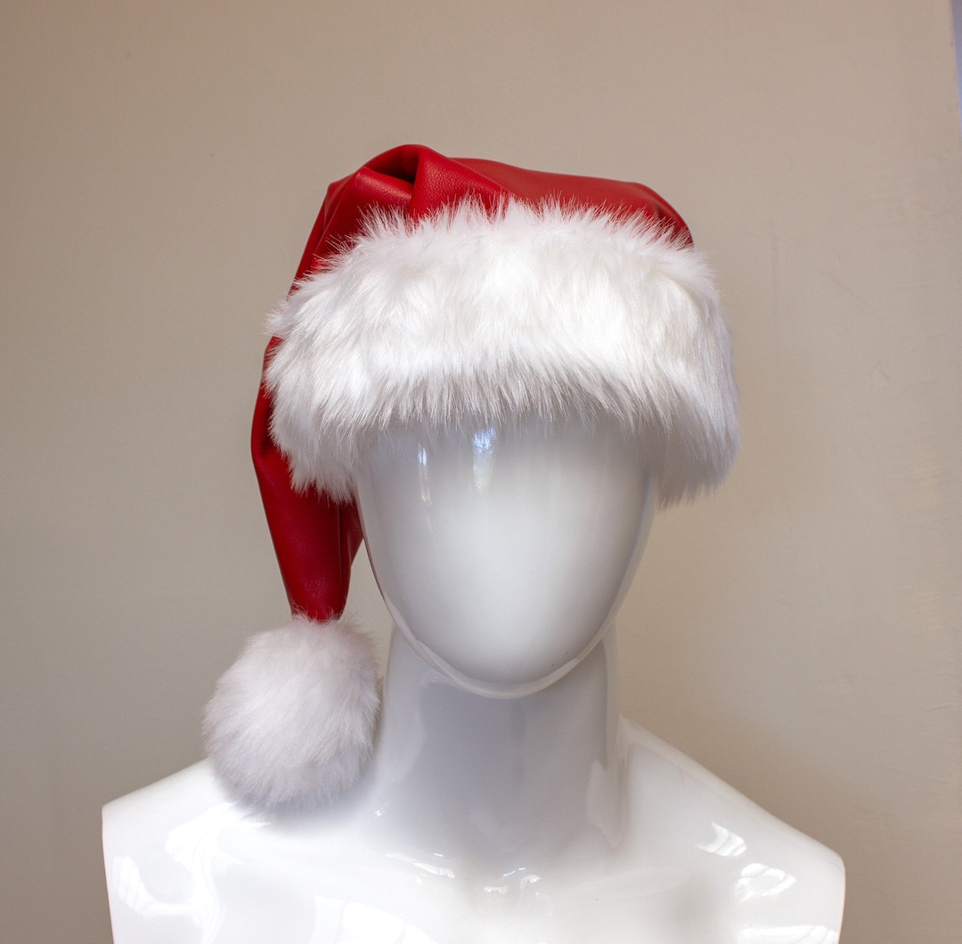 Premium Red Leather Santa Hat - Etsy