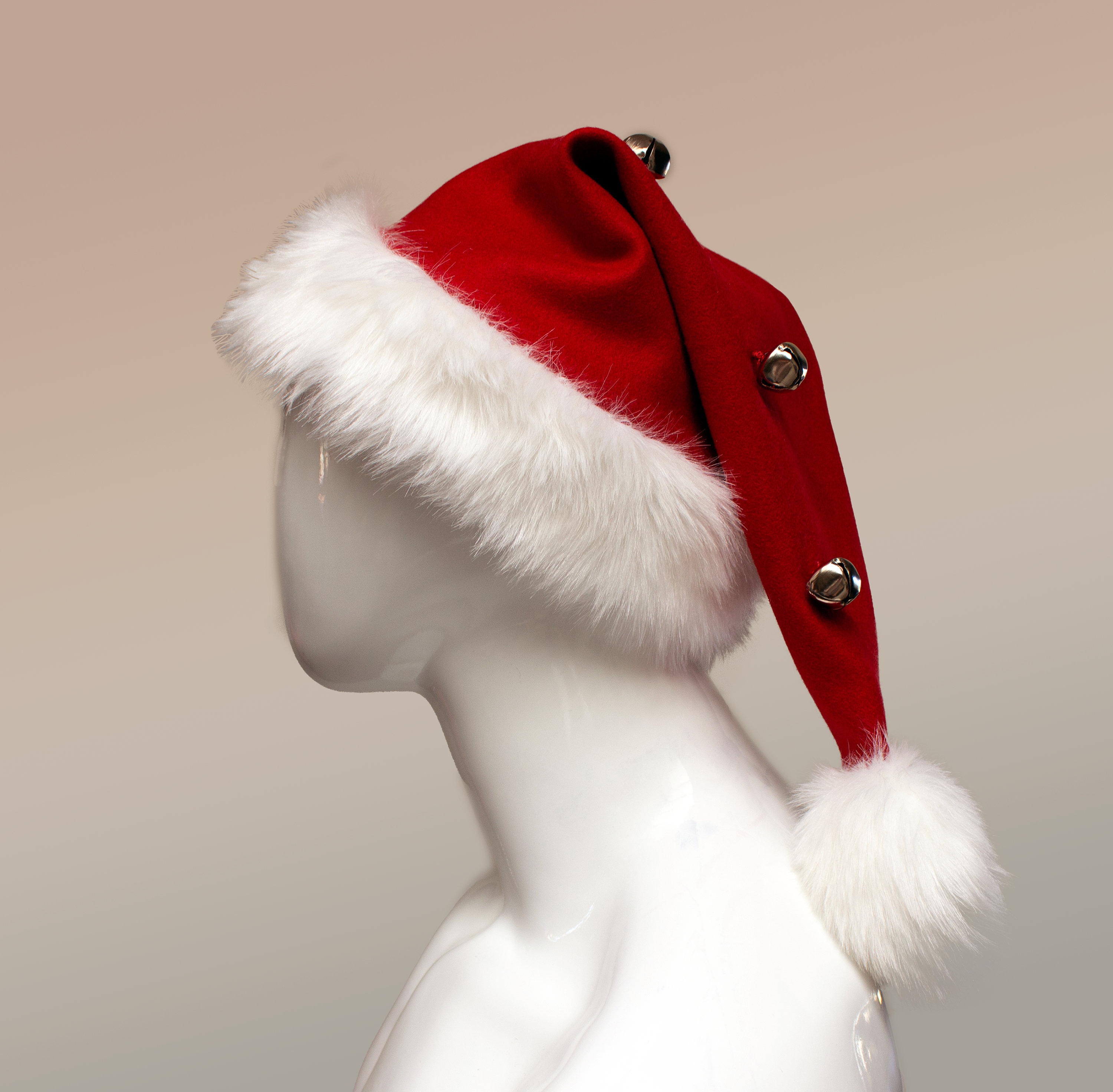 Handcrafted Red Wool Santa Hat With Jingle Bells - Etsy