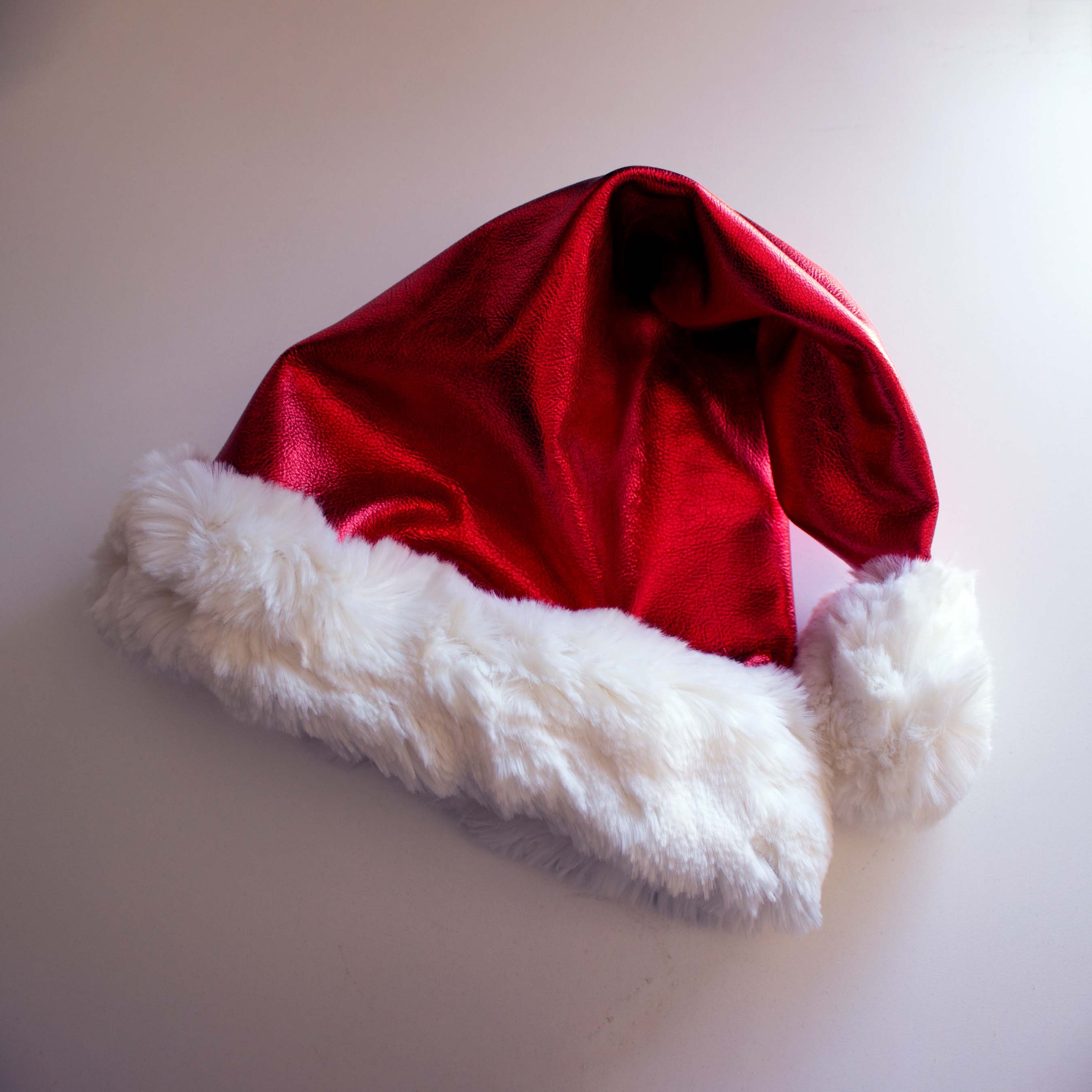 Premium Red Metallic Leather Santa Hat - Etsy