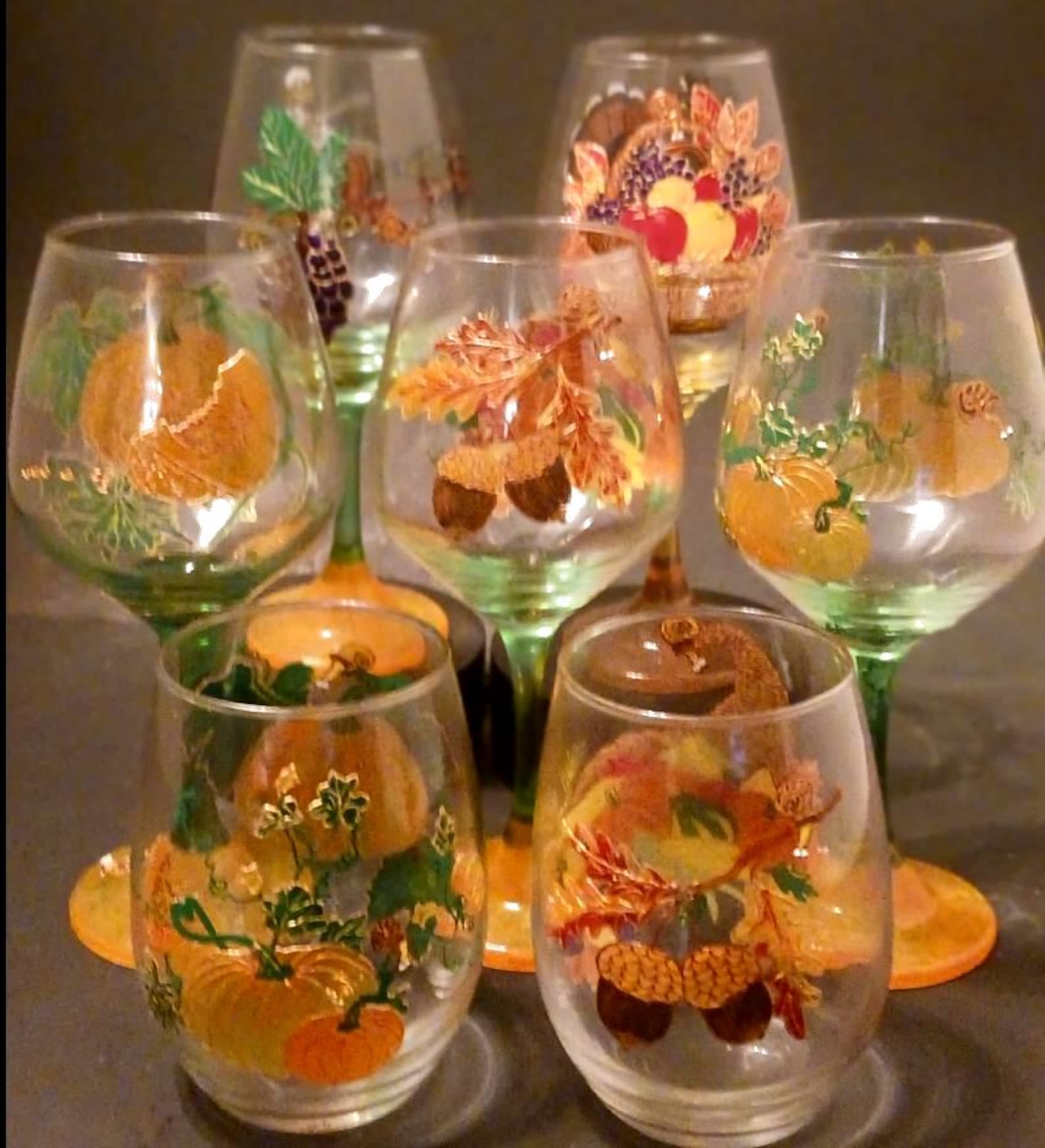 Hand Painted Thanksgiving Wine Glasses, "find Bob the Snail" - Etsy