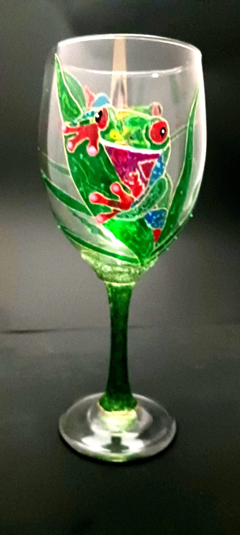 Tropical Tree Frog Wine Glasses With Glow in the Dark - Etsy