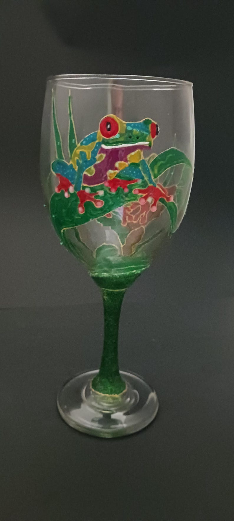 Tropical Tree Frog Wine Glasses With Glow in the Dark - Etsy