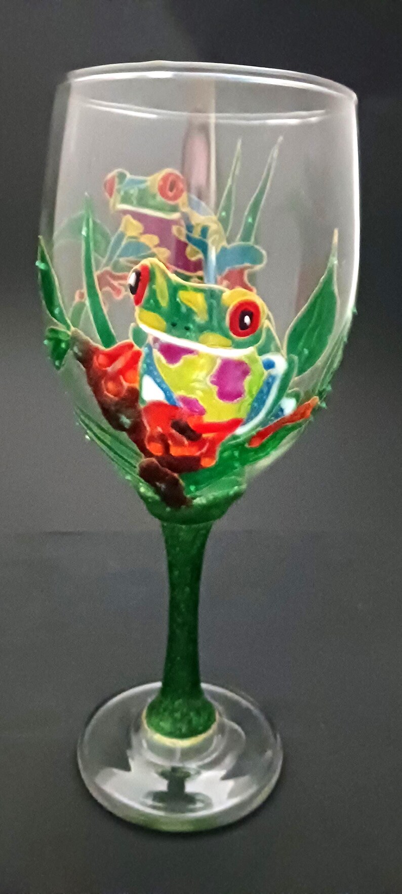 Tropical Tree Frog Wine Glasses With Glow in the Dark - Etsy