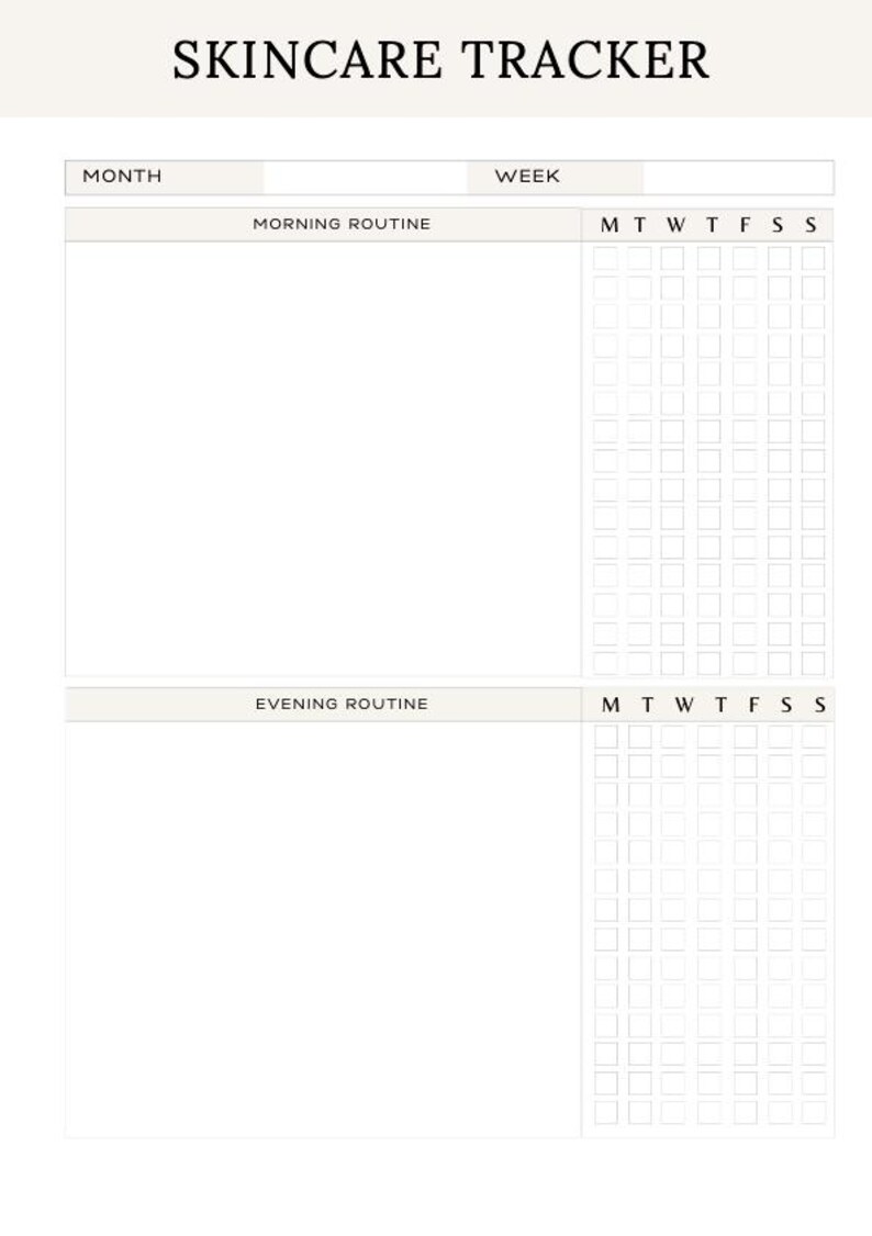 Skin Care Tracker, Skin Care Planner, Skin Care Routine - Etsy