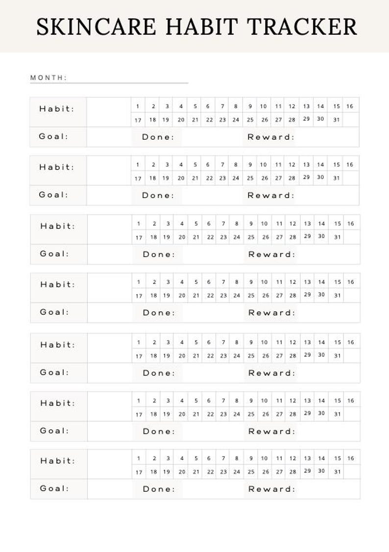 Skin Care Tracker, Skin Care Planner, Skin Care Routine - Etsy