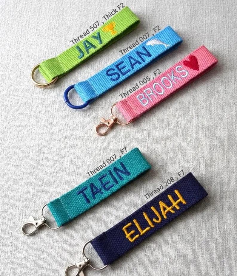 Personalized Embroidered Name Tag, Custom Cotton Bag Keychain - Etsy