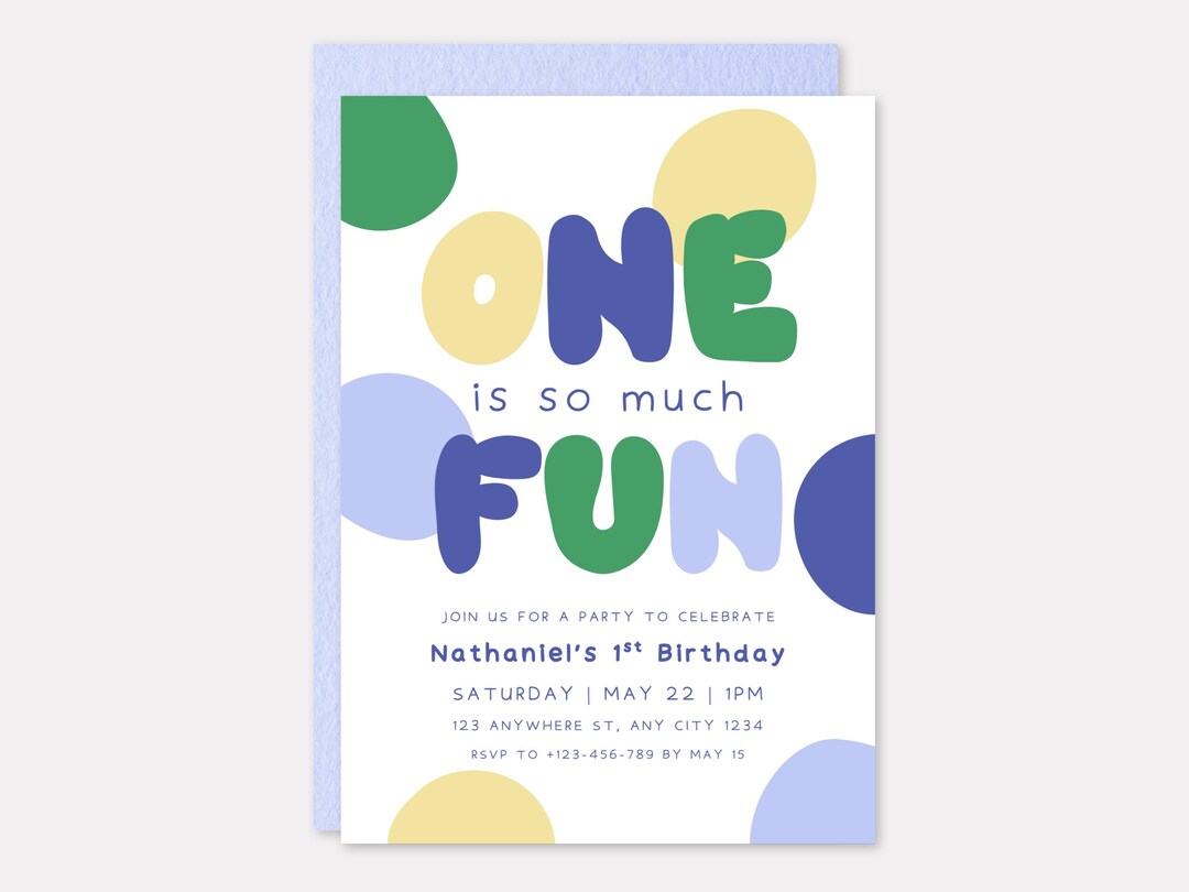 One is Fun Boys 1st Birthday Invitation Template: DIY Editable Canva ...