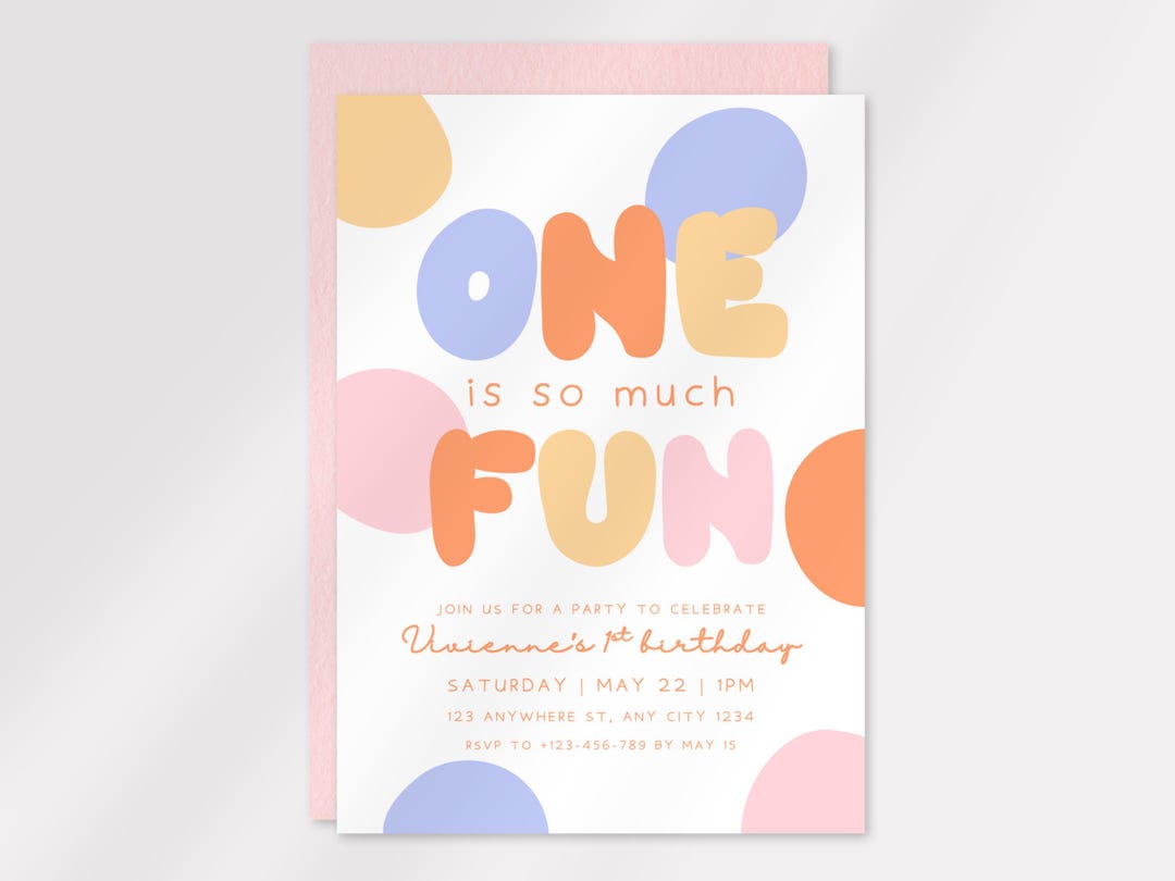 Pastel One is Fun 1st Birthday Invitation Template: DIY Editable Canva ...