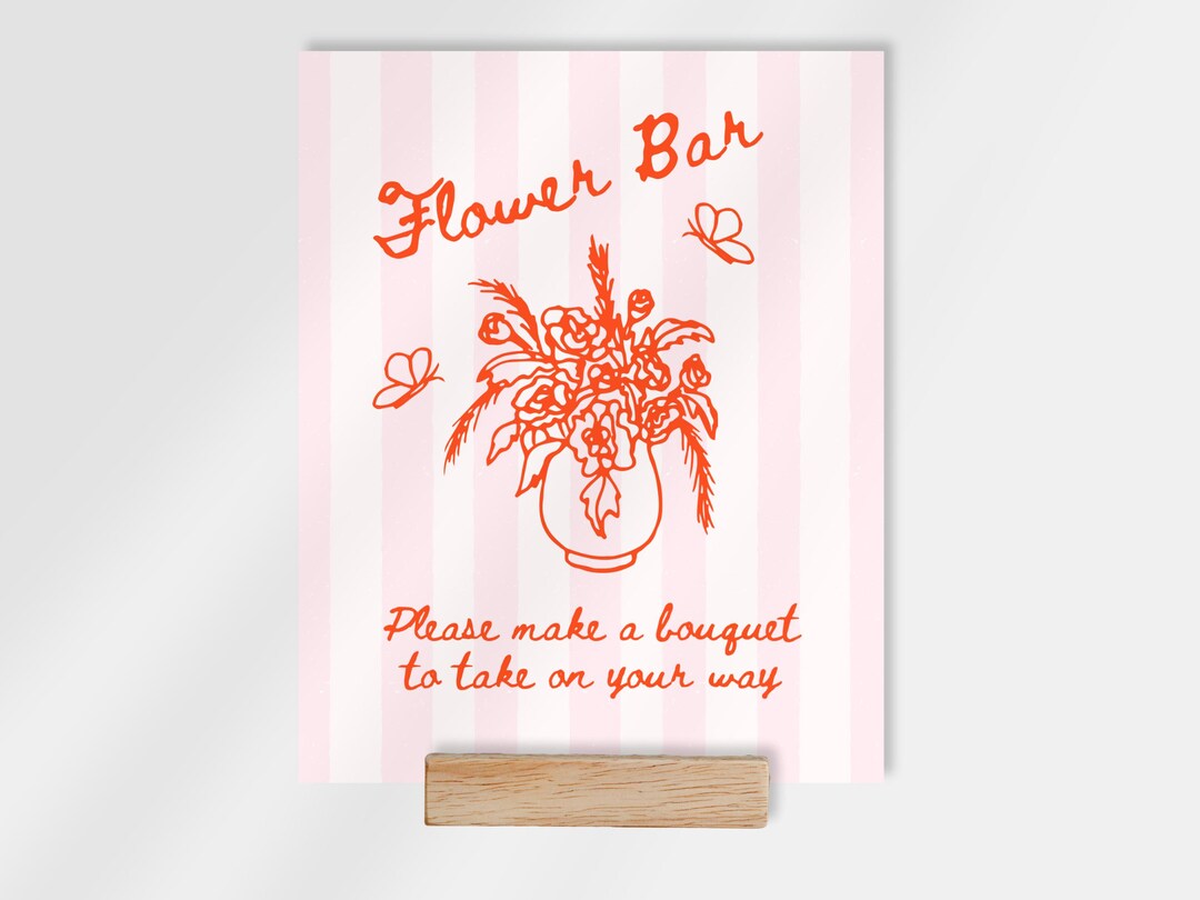 Whimsical Flower Bar Sign - DIY Editable Canva Template (digital ...