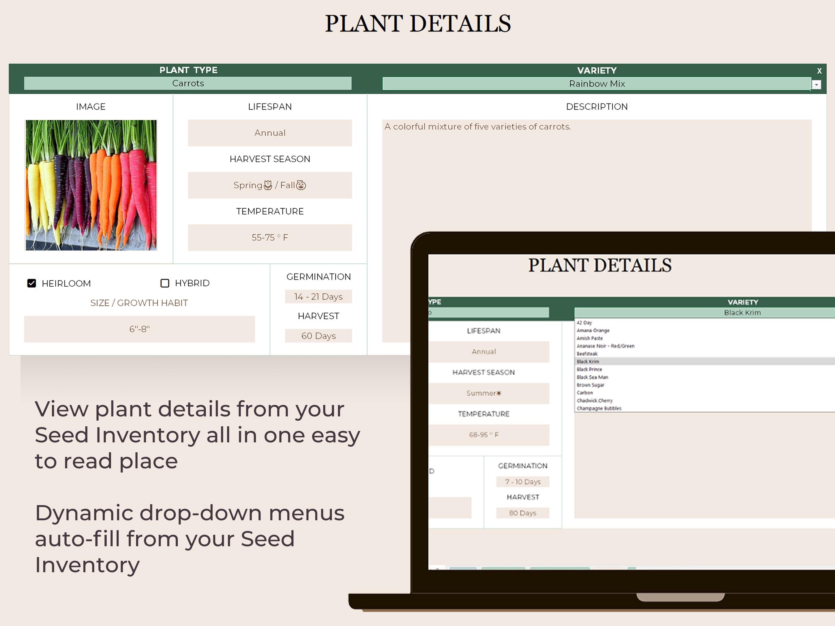 Seed Inventory & Log for Excel - Garden Planner, Seed Tracker, Planting ...