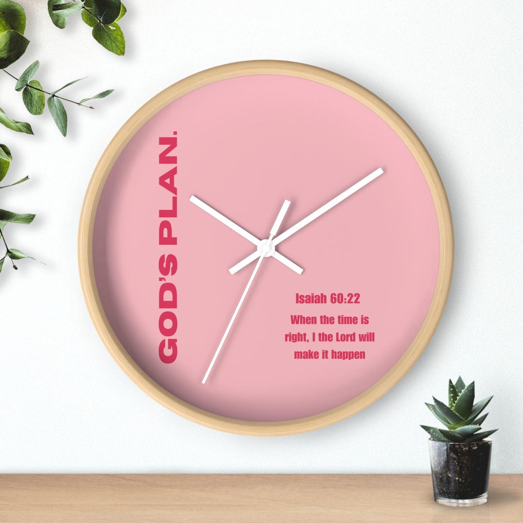 Inspirational Wall Clock With God's Plan Quote, Modern Decor, Faith ...
