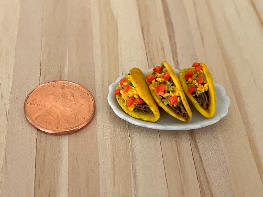 1:12 Scale Plate of 3 Tacos Dollhouse Miniature Realistic - Etsy