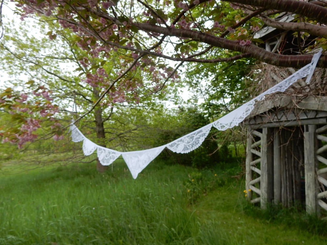 A Handmade Vintage Cotton Lace Bunting String/banners/events - Etsy