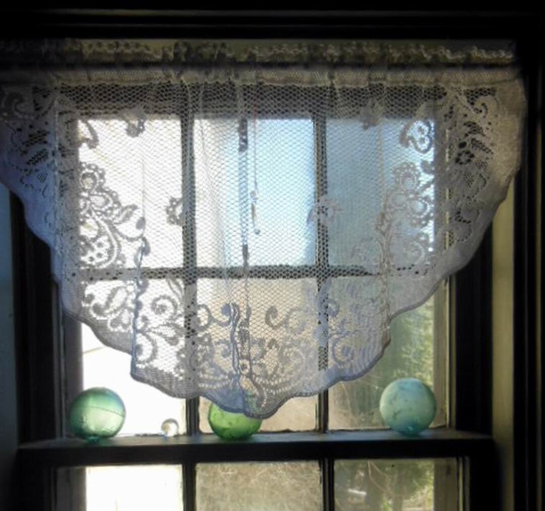 Vintage Cotton Lace Shaped Window Valance in White or Cream - Etsy