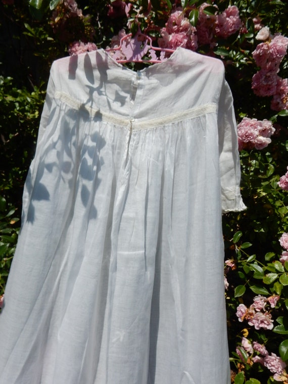 Antique Long Christening Gown,Batiste and Hand Embroi… - Gem