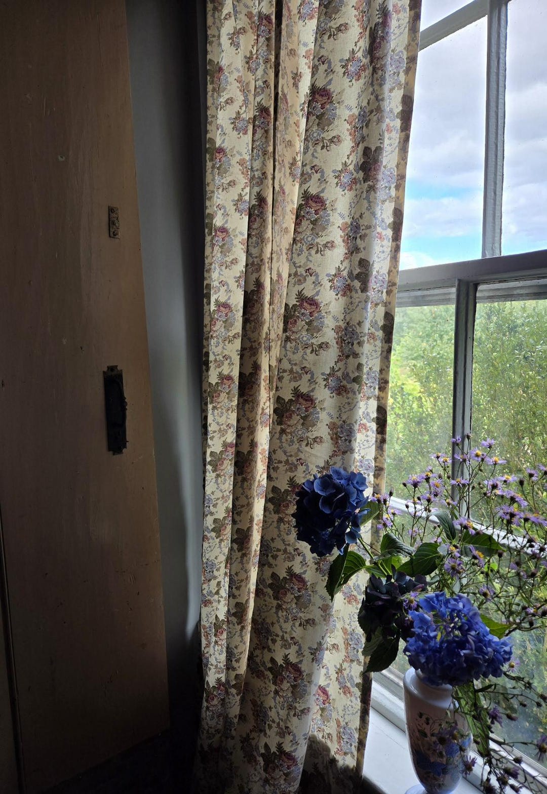 Cotton Floral Curtains/cottage Core Decor/ With Rod Ties/eight ...