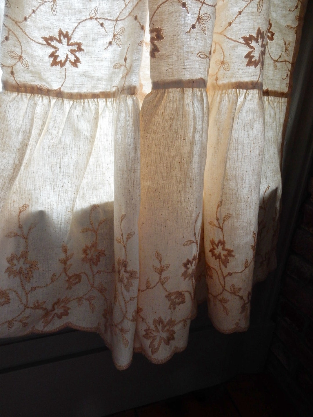 Custom Made to Order Cotton/linen Crewel Embroidered Window Curtains ...