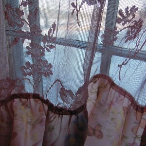 Vintage Pink Net Lace Window Curtain With Taffeta Bottom Flounce - Etsy