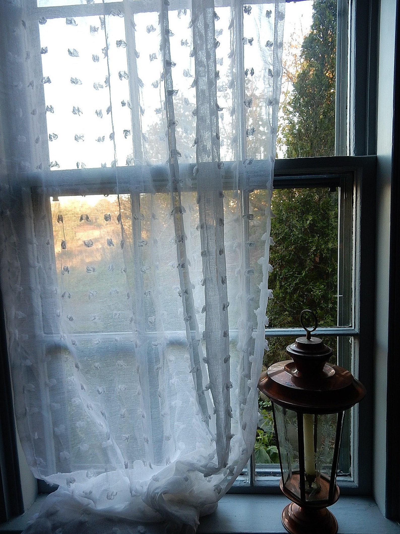 Large Flocked Net Curtain/retro Style Curtain/dkny - Etsy Canada