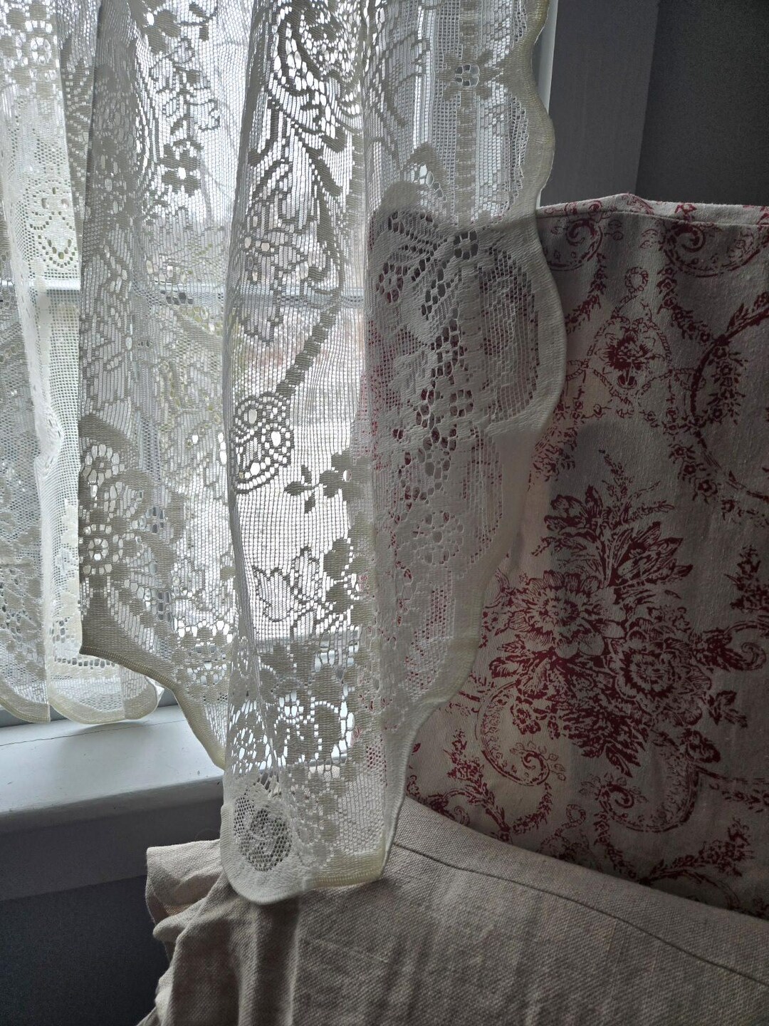 One Set All Cotton Scottish Lace Cafe and Valance Window Treatments - Etsy