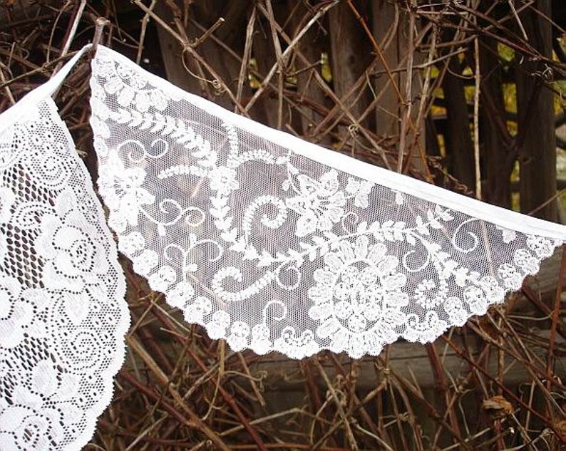 A Handmade Vintage Cotton Lace Bunting/banners/ Shipping - Etsy