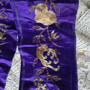 Two Antique Metallic Thread Hand Embroidered Pieces/ Silk Ground - Etsy