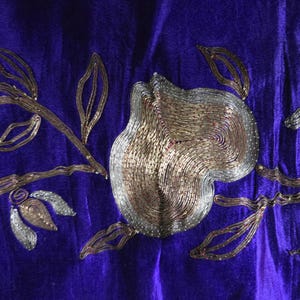 Two Antique Metallic Thread Hand Embroidered Pieces/ Silk Ground - Etsy