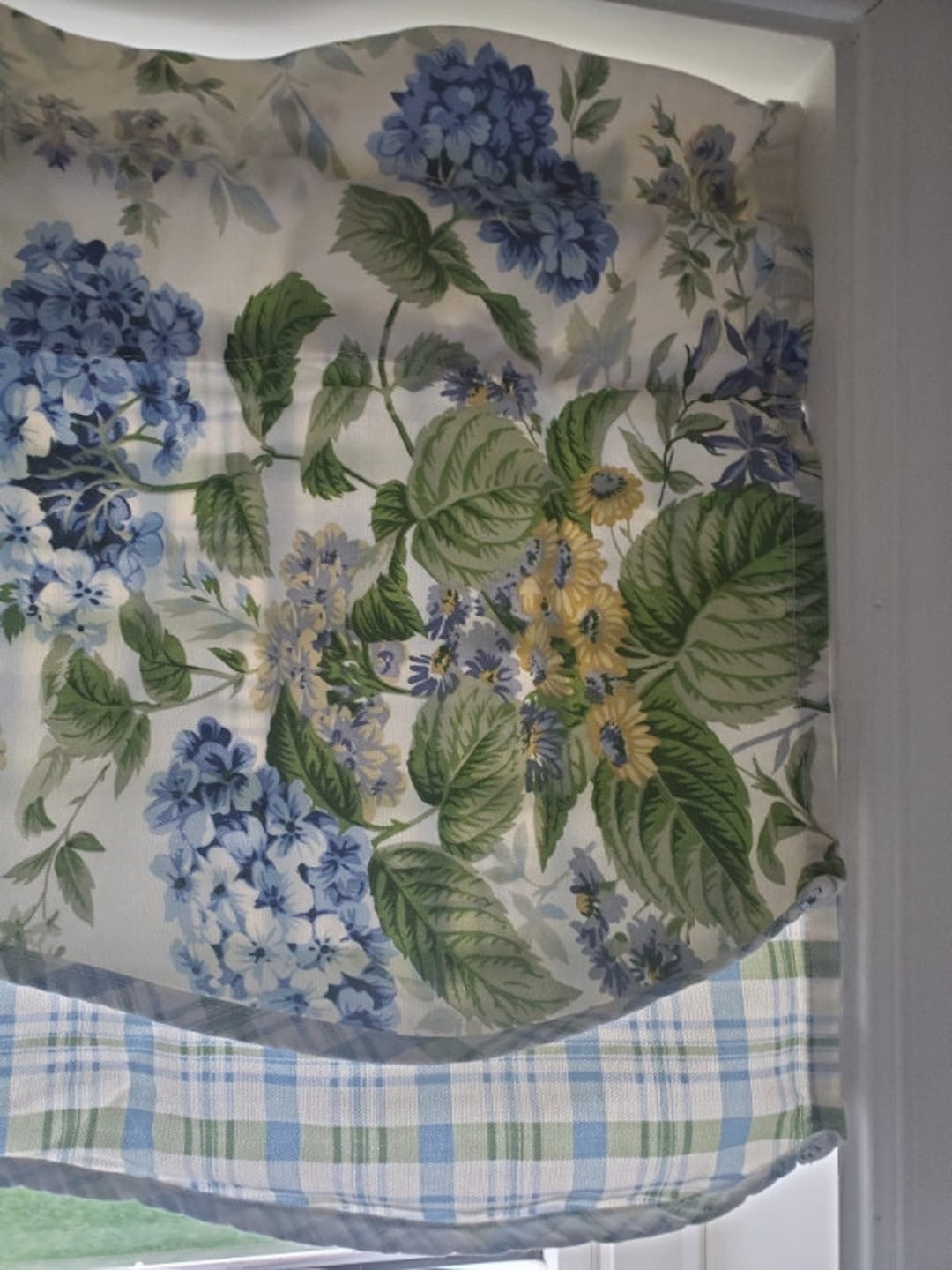 Two Vintage Layered Blue Floral Extra Wide Window Valances/waverley - Etsy