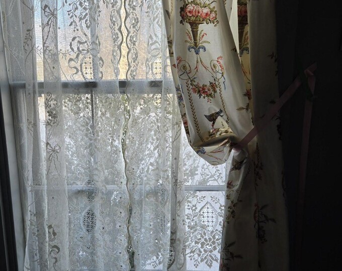 Vintage Pair Scottish Cotton Lace Curtains in Pale Cream/includes ...