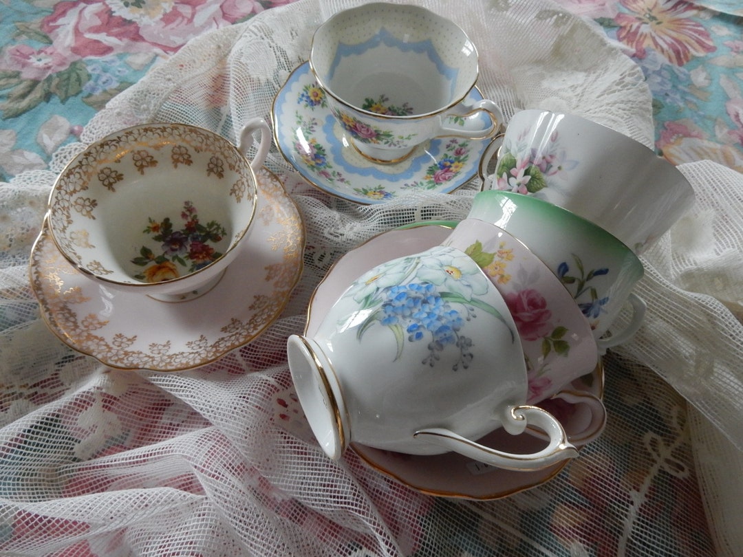 Mismatched Teacup and Saucer Sets/ Vintage Teacups/ FREE SHIPPING - Etsy