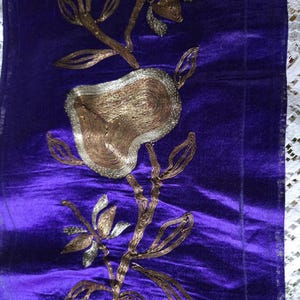 Two Antique Metallic Thread Hand Embroidered Pieces/ Silk Ground - Etsy