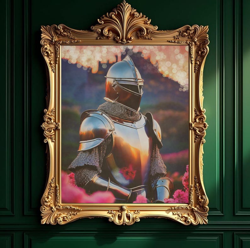 Medieval Knight Art – Fantasy Romantic Wall Decor, Castlecore Digital ...