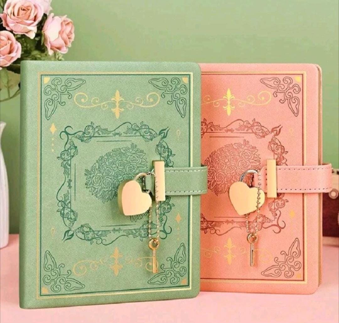 Heart Lock Diary, Vintage Floral Journal With Key - Etsy
