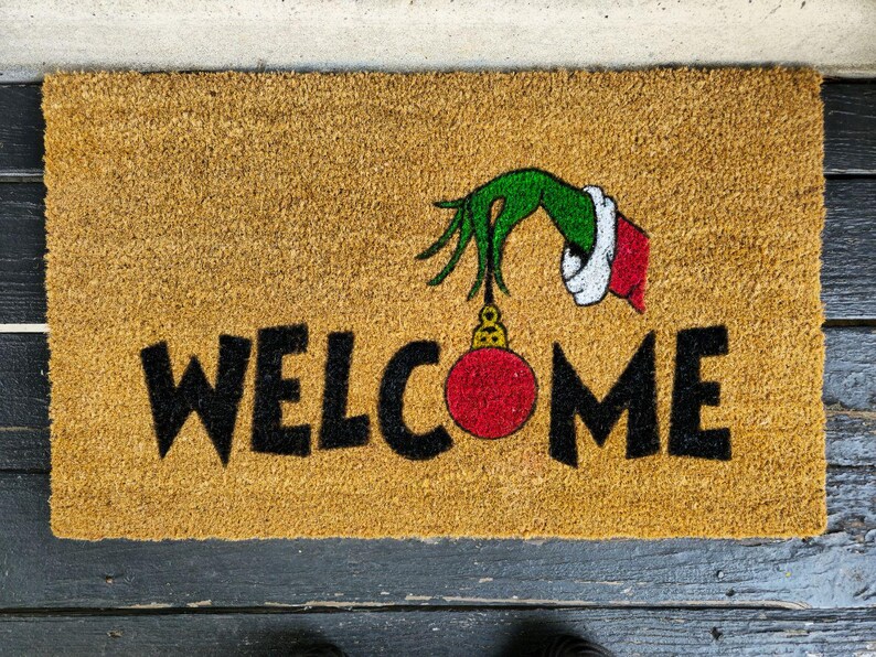 Grinch Welcome Doormat: Festive Holiday Decor - Etsy