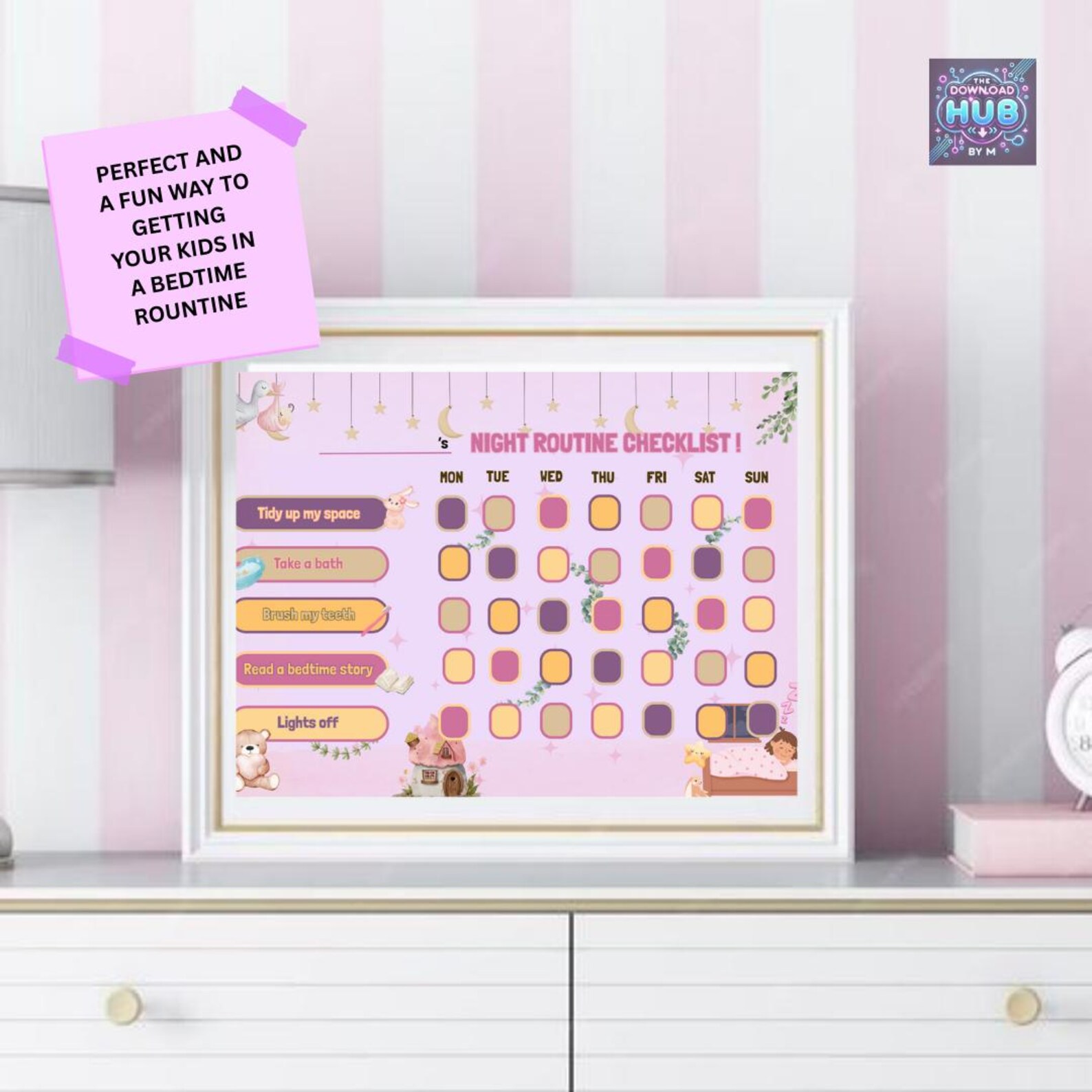 Kids Night Routine Printable | A3/A4 Bedtime Checklist | Instant ...