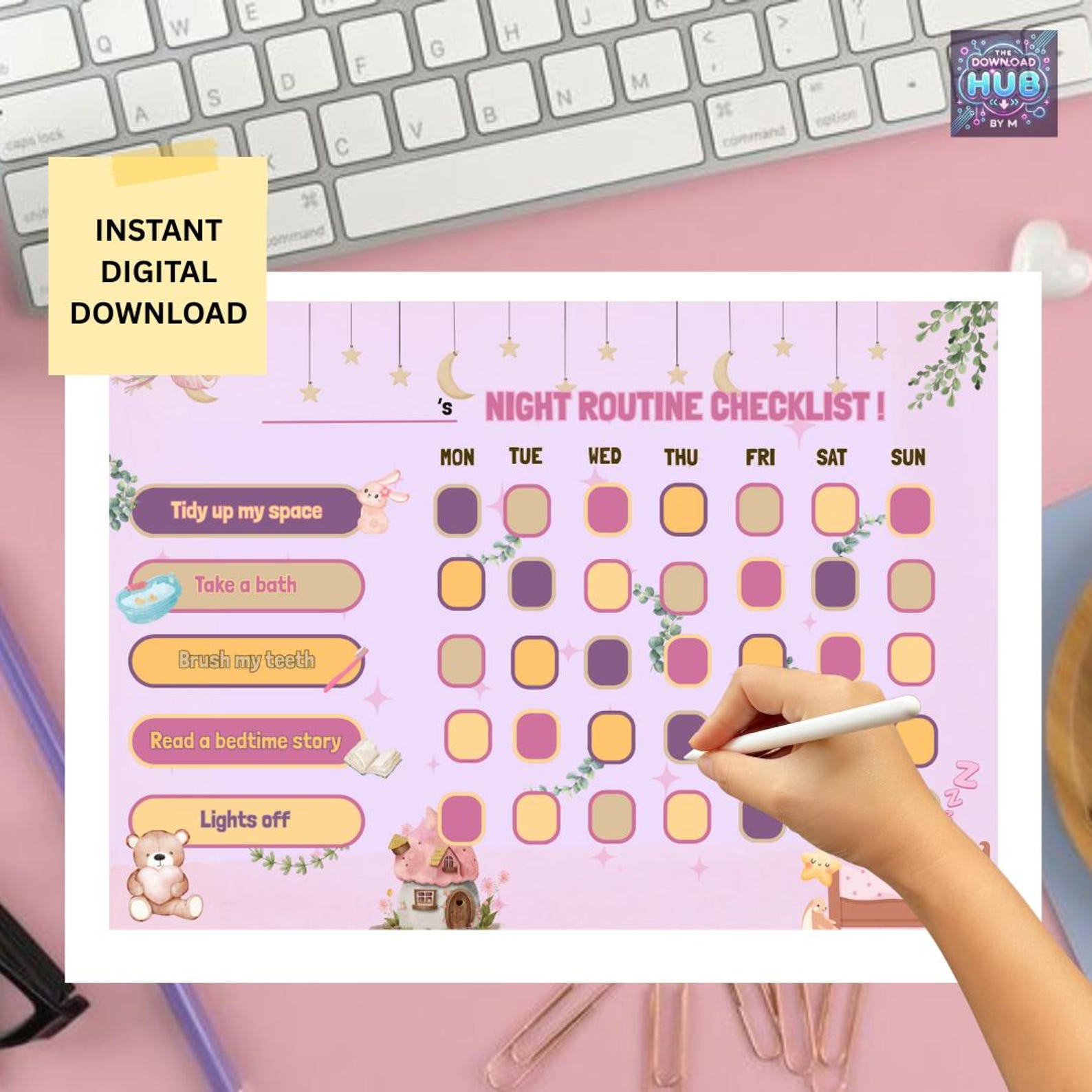 Kids Night Routine Printable | A3/A4 Bedtime Checklist | Instant ...