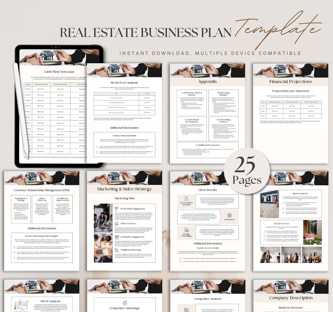 Real Estate Business Plan Template – Editable Canva & PDF, Realtor ...