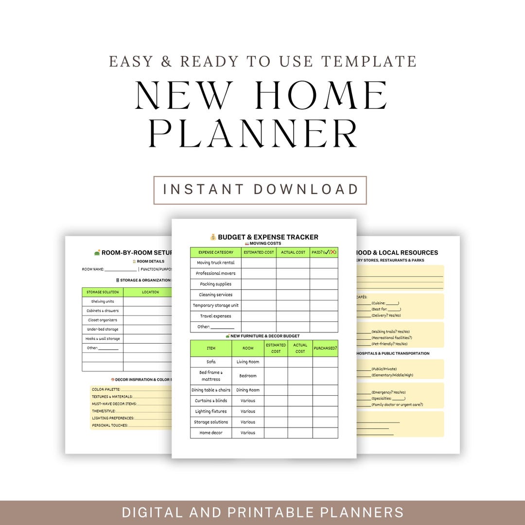 New Home Planner Printable | Room Setup, Décor Ideas, Furniture Layout ...