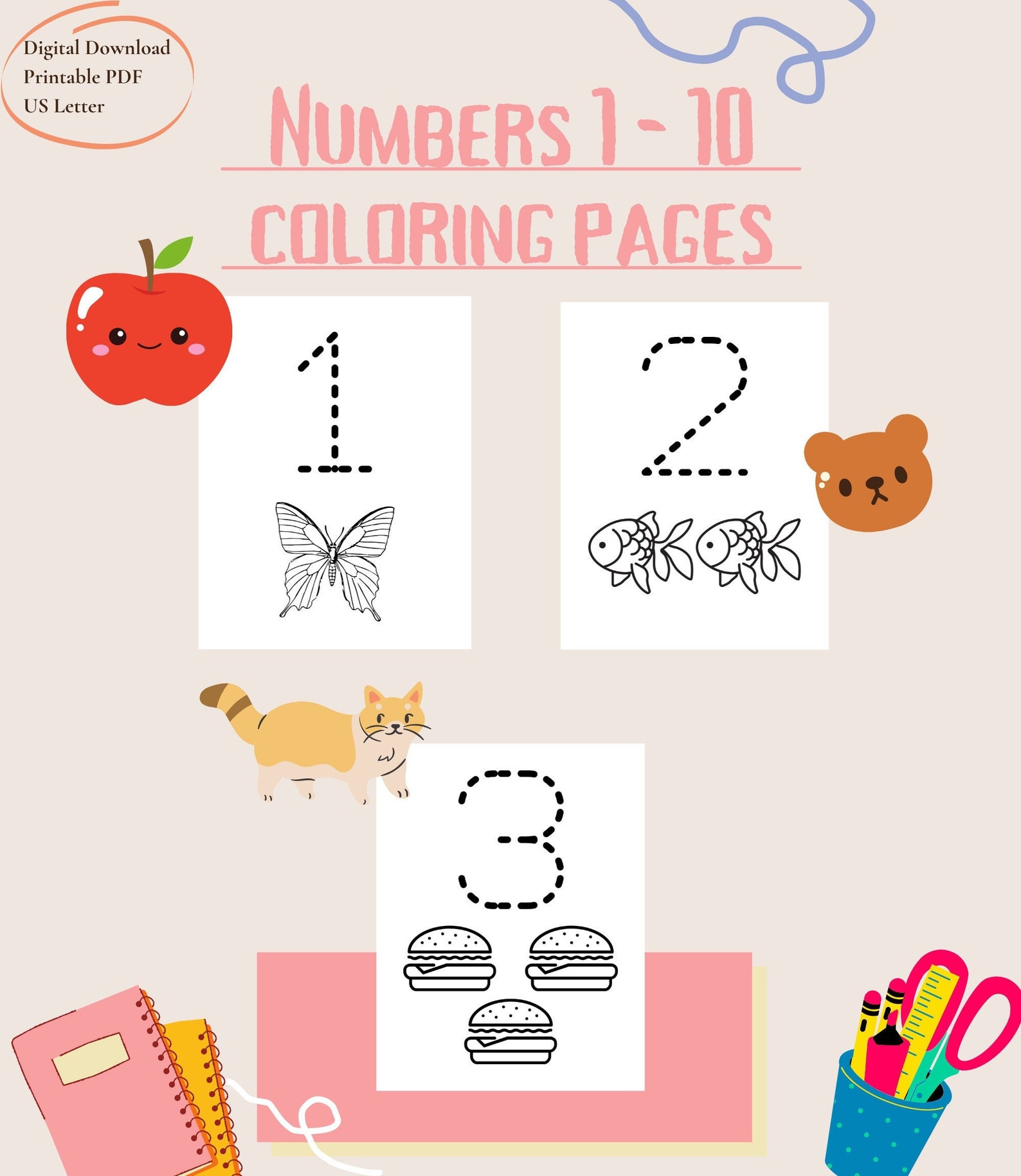 Numbers Trace and Color | Coloring Pages | Toddler & Preschool ...