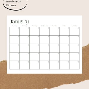 Blank 12 Month Minimalist Calendar Printable PDF Instant Download 11 X ...