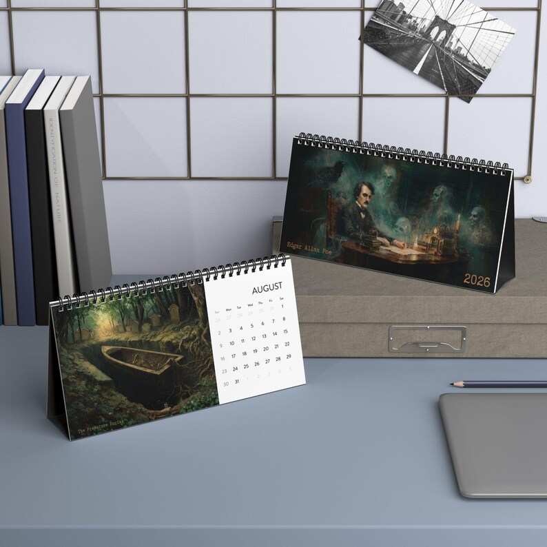 Edgar Allan Poe Calendar | Spooky Gothic Art 2026 Desk Calendar, Oil ...