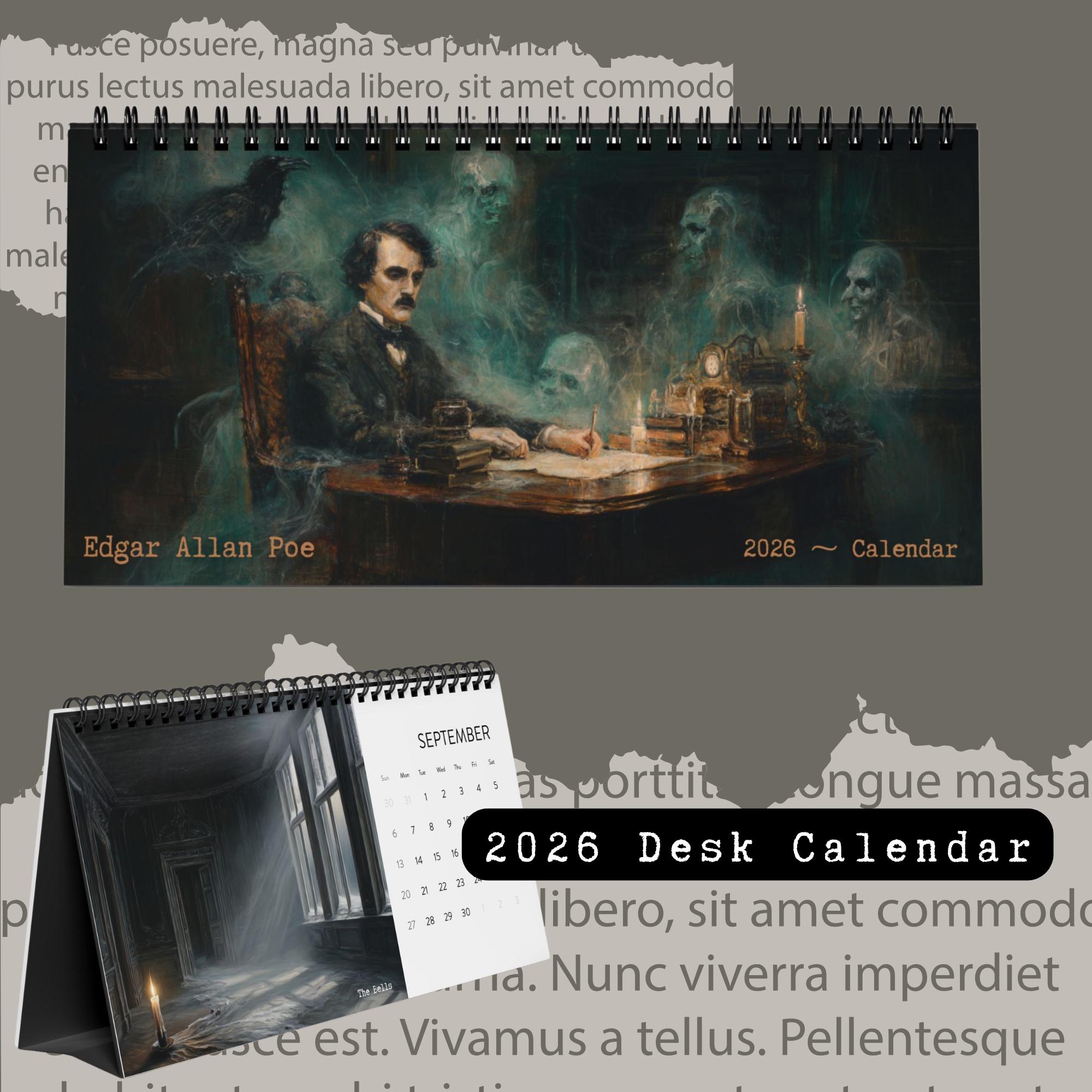 Edgar Allan Poe Calendar | Spooky Gothic Art 2026 Desk Calendar, Oil ...