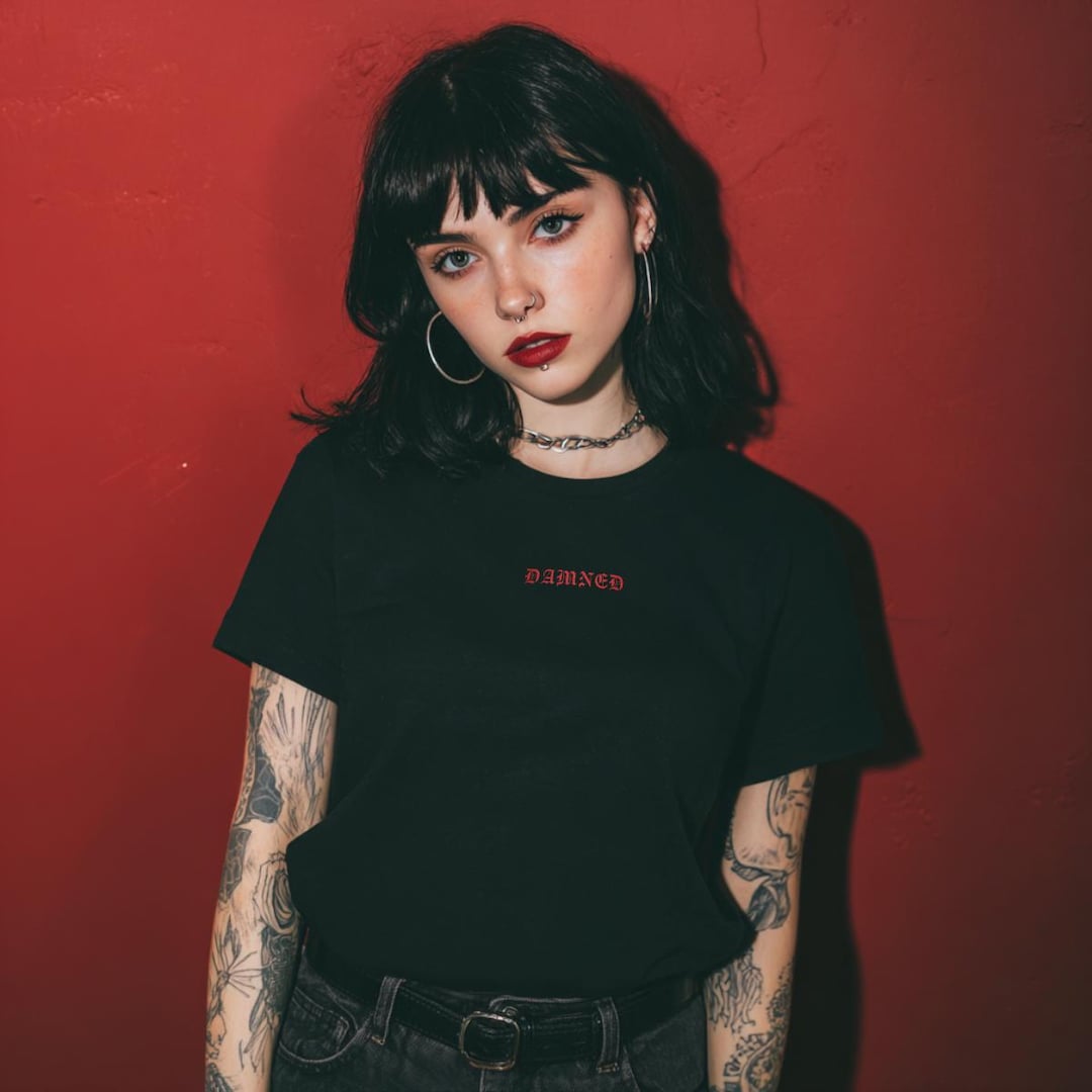 Goth Embroidered T-shirt | Unisex Heavy Cotton, Vampire Tee, Gothic ...