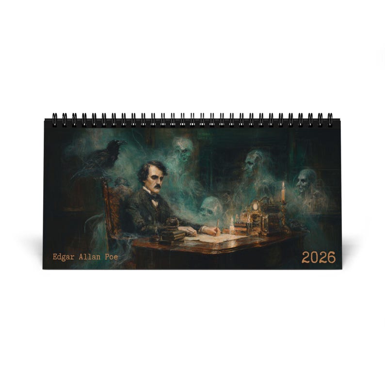 Edgar Allan Poe Calendar | Spooky Gothic Art 2026 Desk Calendar, Oil ...