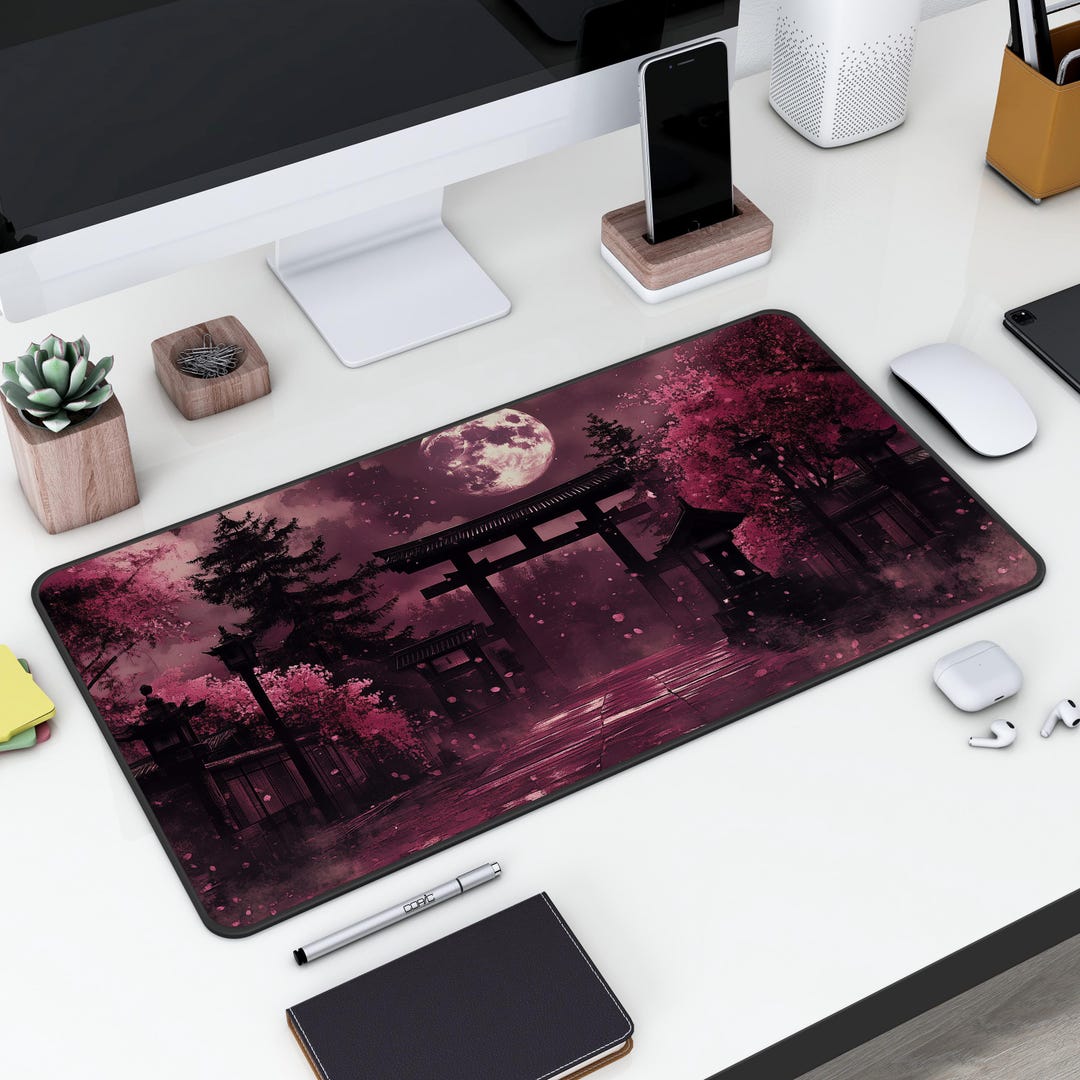 Night Time Shrine Desk Mat, Desk Decor Gaming Bedroom Decor Colorful ...