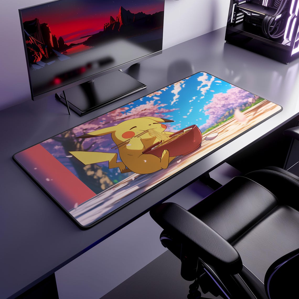Pikachu Desk Mat, Pokémon Decor, Anime Desk Mat, Geek Home Decor, Anime ...