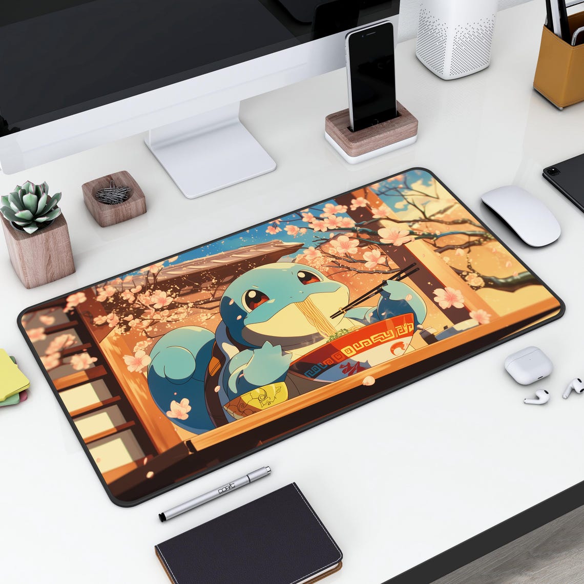 Squirtle Desk Mat, Pokémon Decor, Anime Desk Mat, Geek Home Decor ...