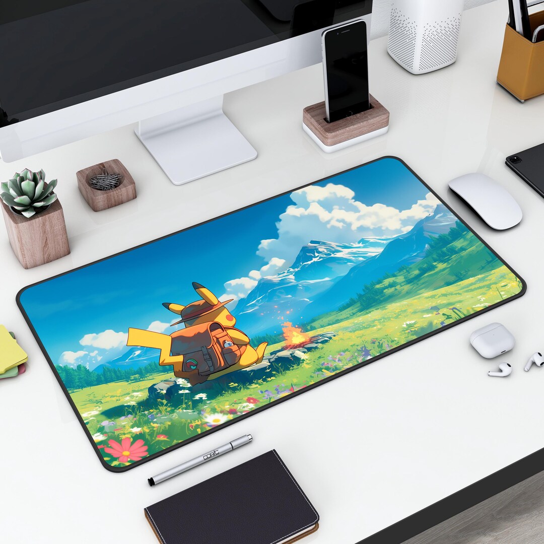 Camping Pikachu Desk Mat, Pokémon Decor, Anime Desk Mat, Anime Fan Gift ...