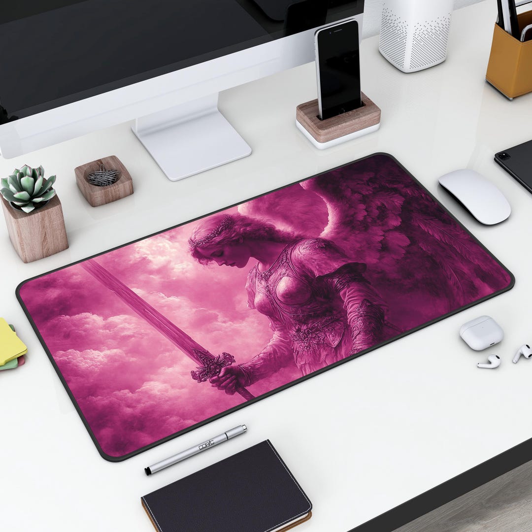 Angelic Warrior Mousepad, Religious Desk Mat, Aesthetic Mousepad, Goth ...